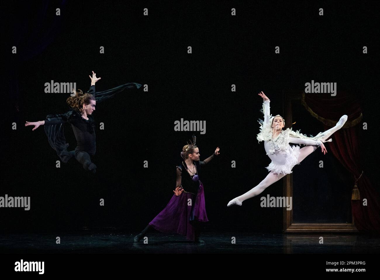 London, UK. 11 April 2023. (L to R) Fred Sweetman as Raven, Harriet ...