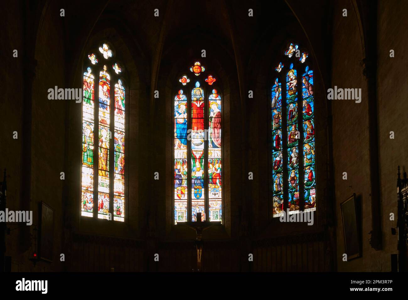 France, Gers, Fleurance, Saint Laurent church, the Renaissance stained ...