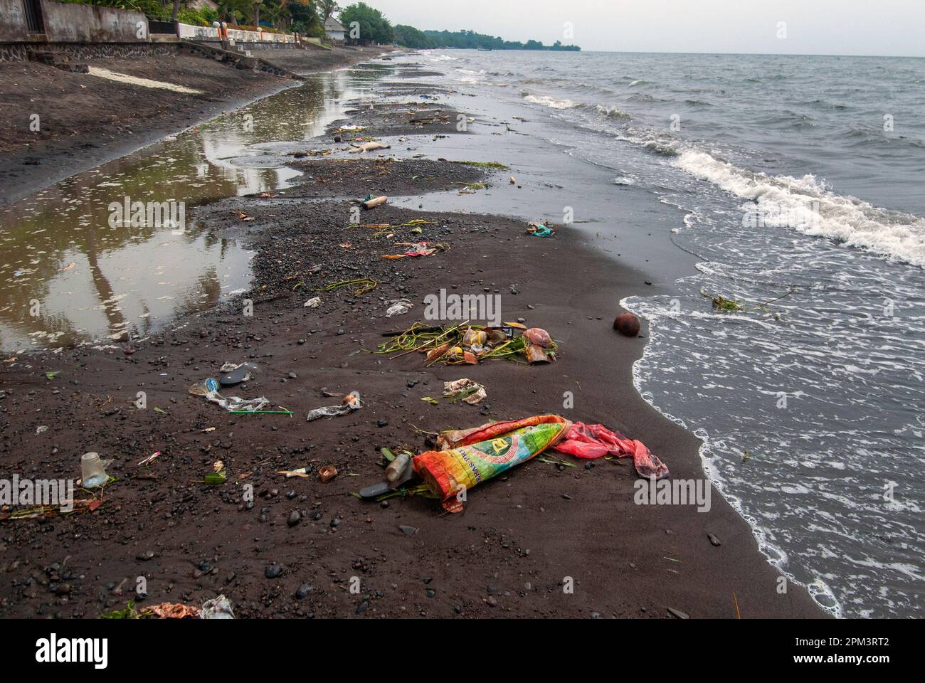 Polluted beaches of the northern part of the island of Bali, March 26 ...