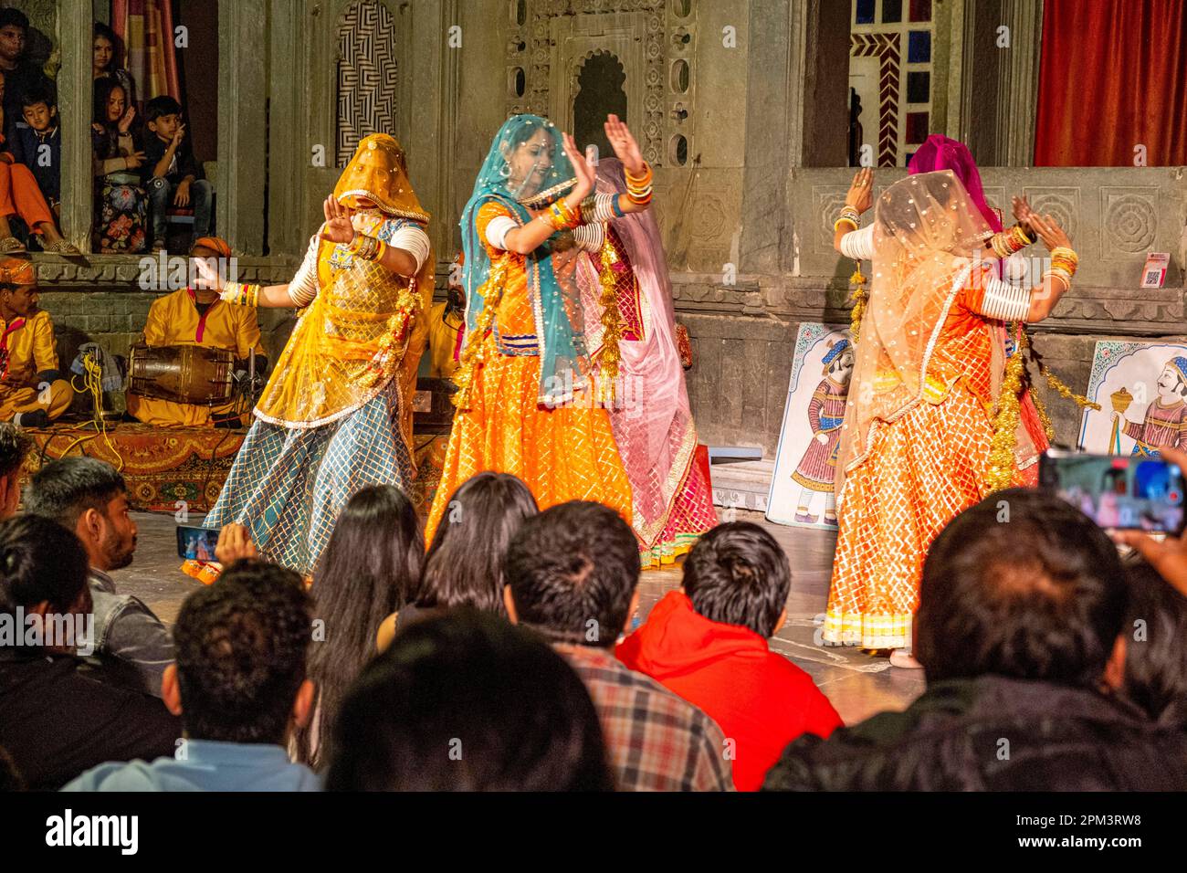 India, Rajasthan state, Udaipur, Bagore Ki Haveli, folk dances Stock ...