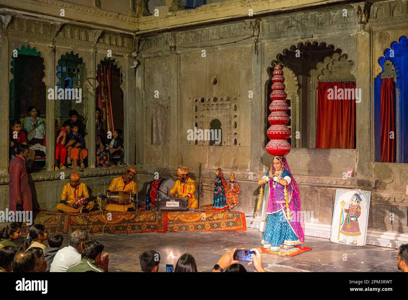 India, Rajasthan state, Udaipur, Bagore Ki Haveli, folk dances Stock ...