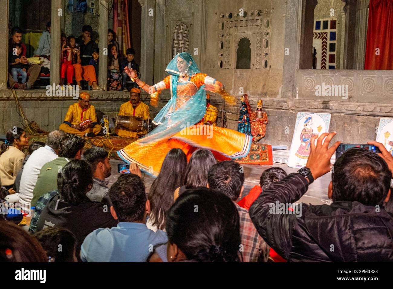 India, Rajasthan state, Udaipur, Bagore Ki Haveli, folk dances Stock ...