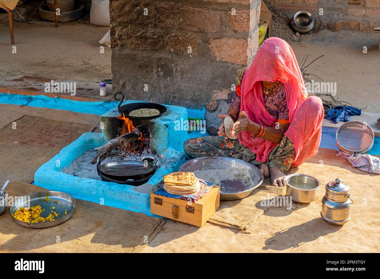 India, Rajasthan state, Rohet, Bishnois village, artisanal production ...