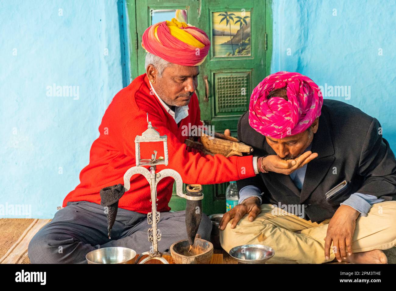 India, Rajasthan state, Rohet, Bishnois village, traditional ceremony ...
