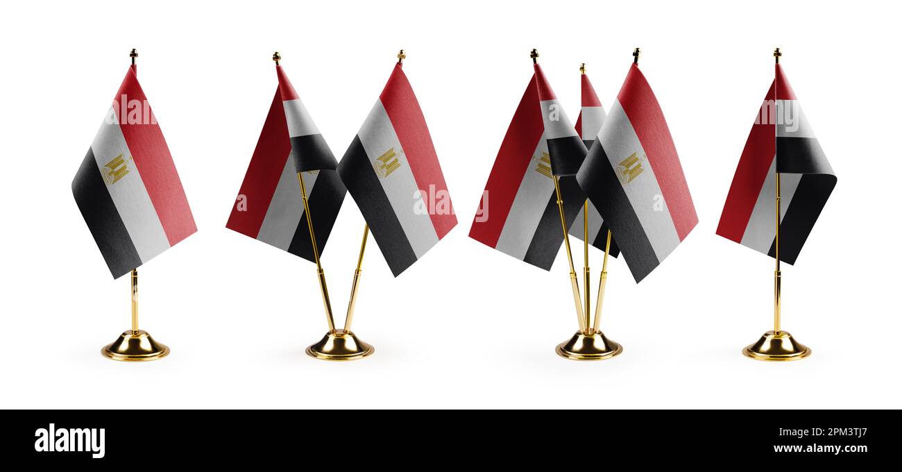 Small national flags of the Egypt on a white background Stock Photo - Alamy