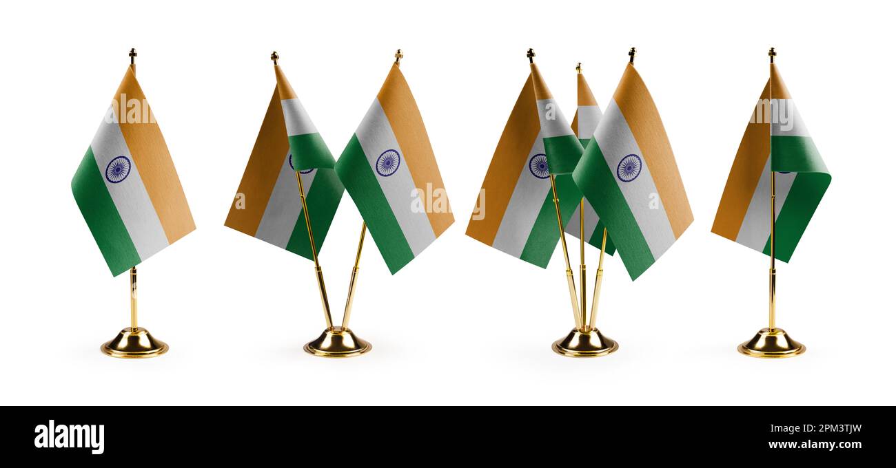 Small national flags of the India on a white background Stock Photo - Alamy