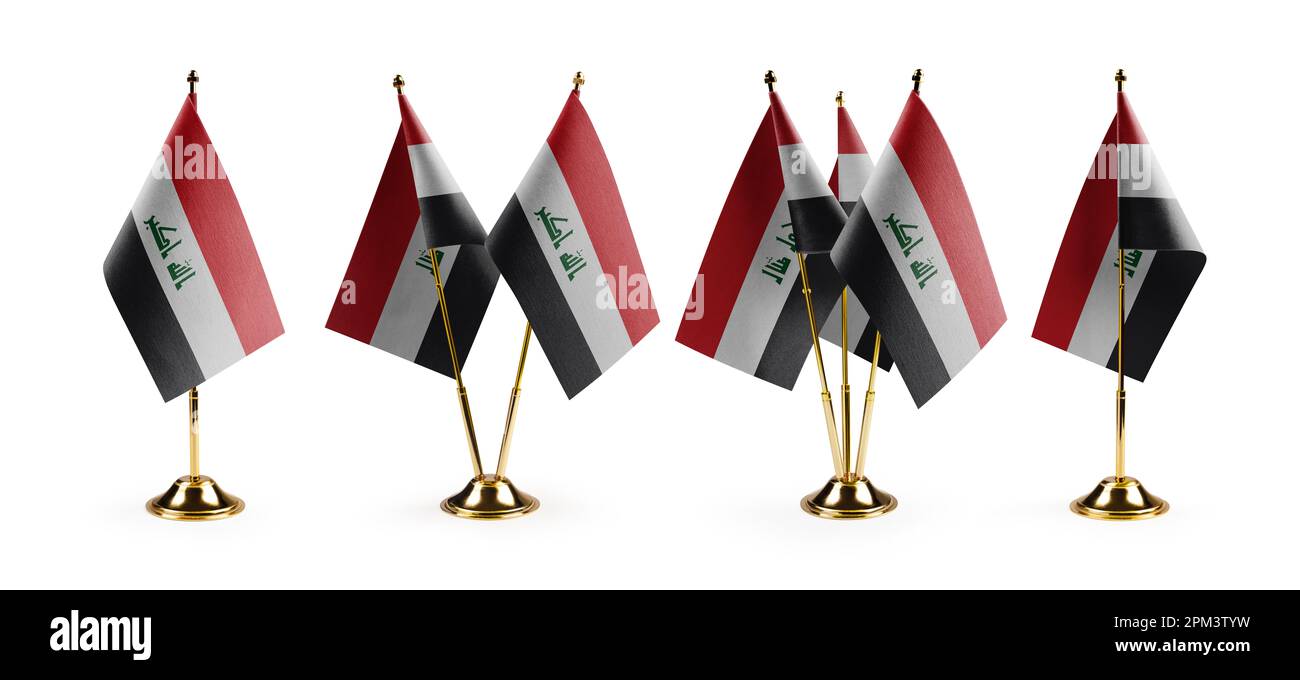Small national flags of the Iraq on a white background Stock Photo - Alamy