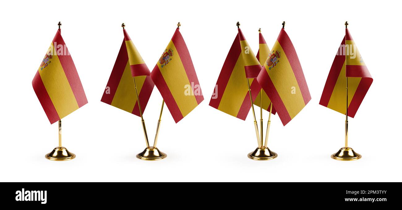 Small national flags of the Spain on a white background Stock Photo - Alamy