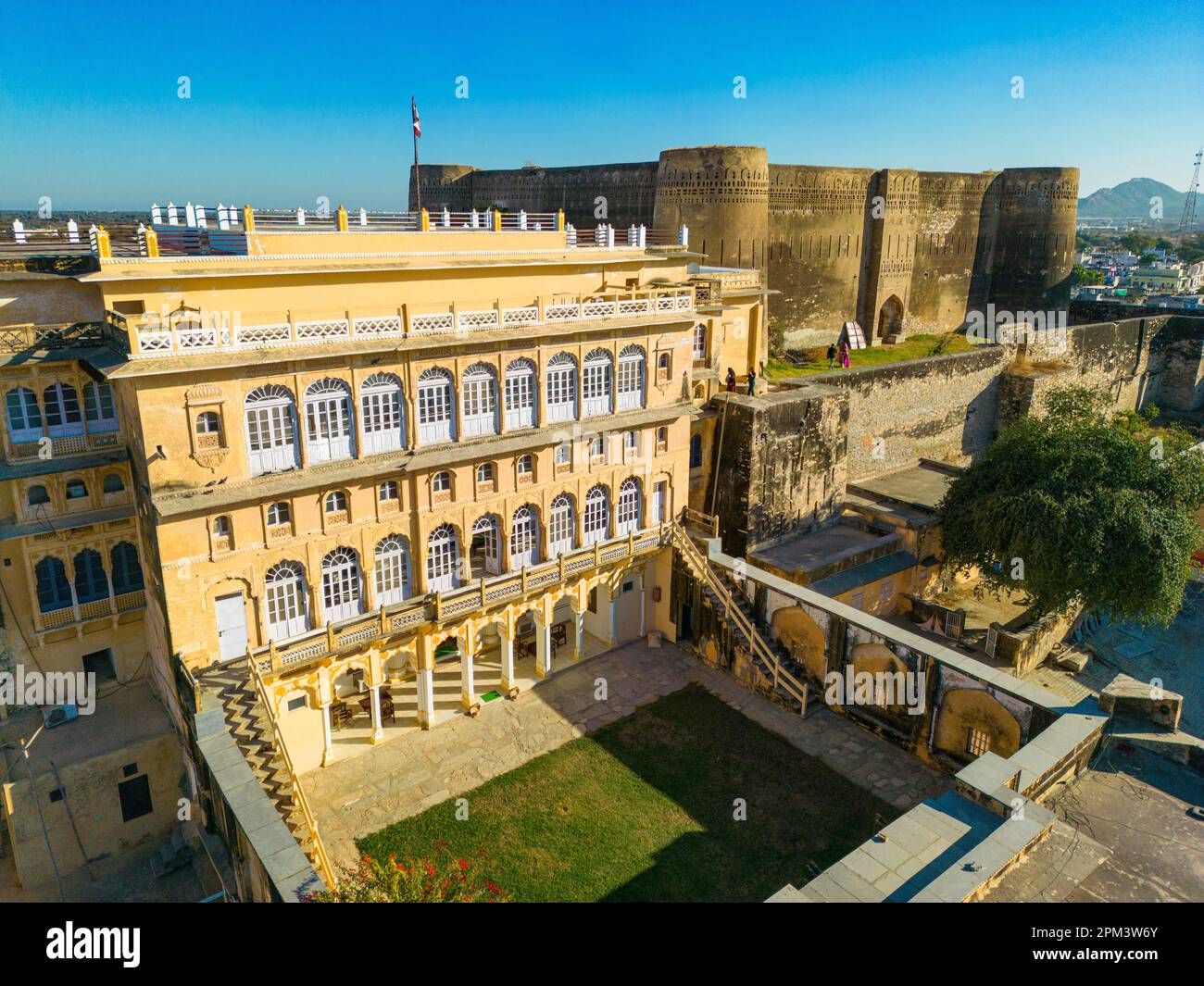 India, Rajasthan state, the Roopangarh fort, with its Maharaja Palace ...