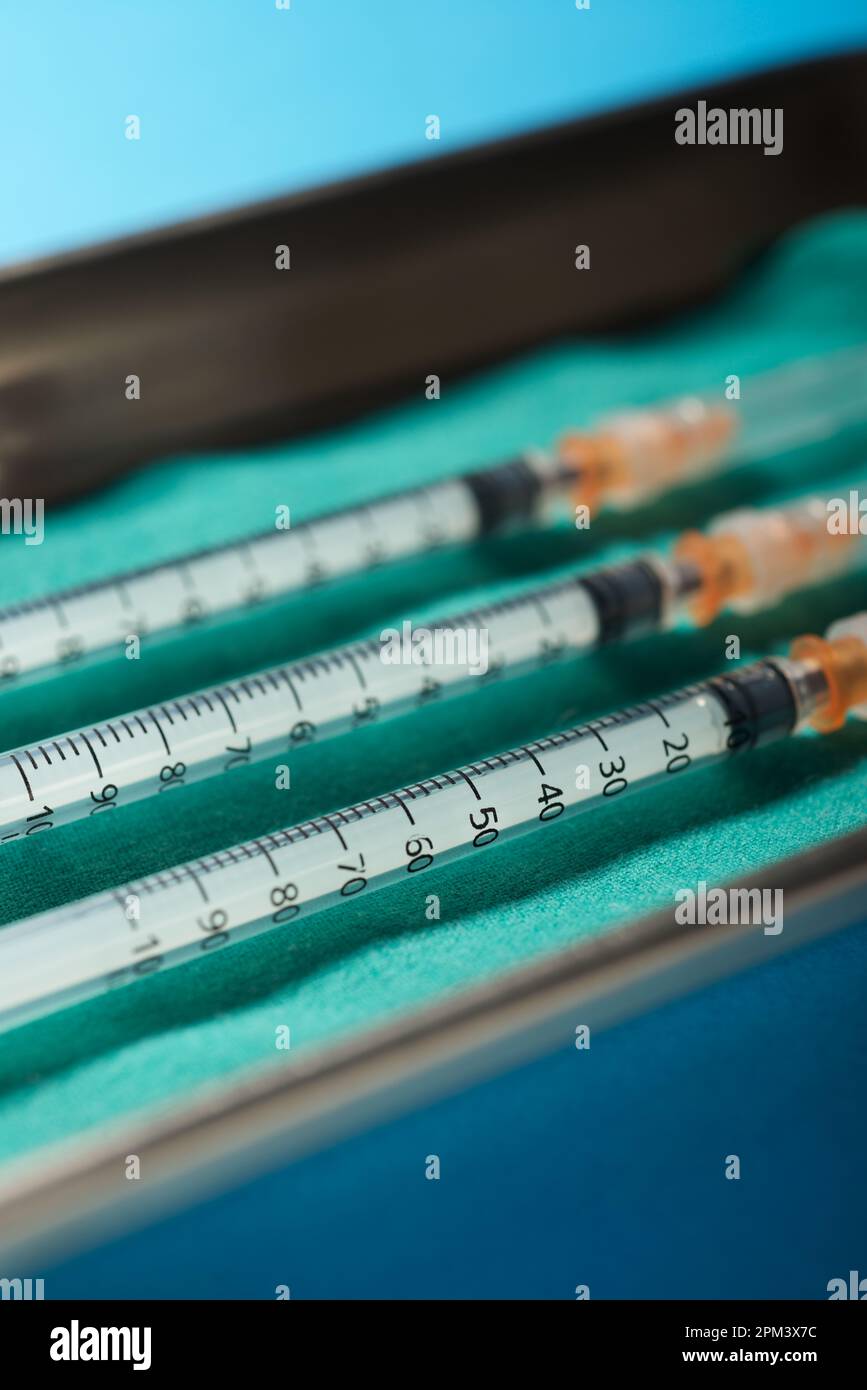 Closeup of a syringes to administer medication Stock Photo - Alamy