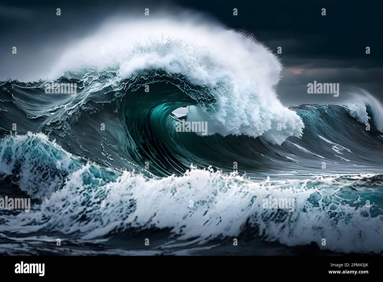 Ocean Waves Crashing Drawing