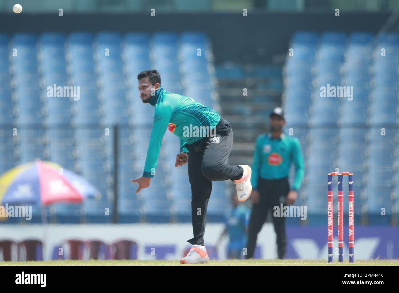 Mohammedan Sportibg Club captain Shakib Al Hasan bowl during the Dhaka Premier Division Cricket ...