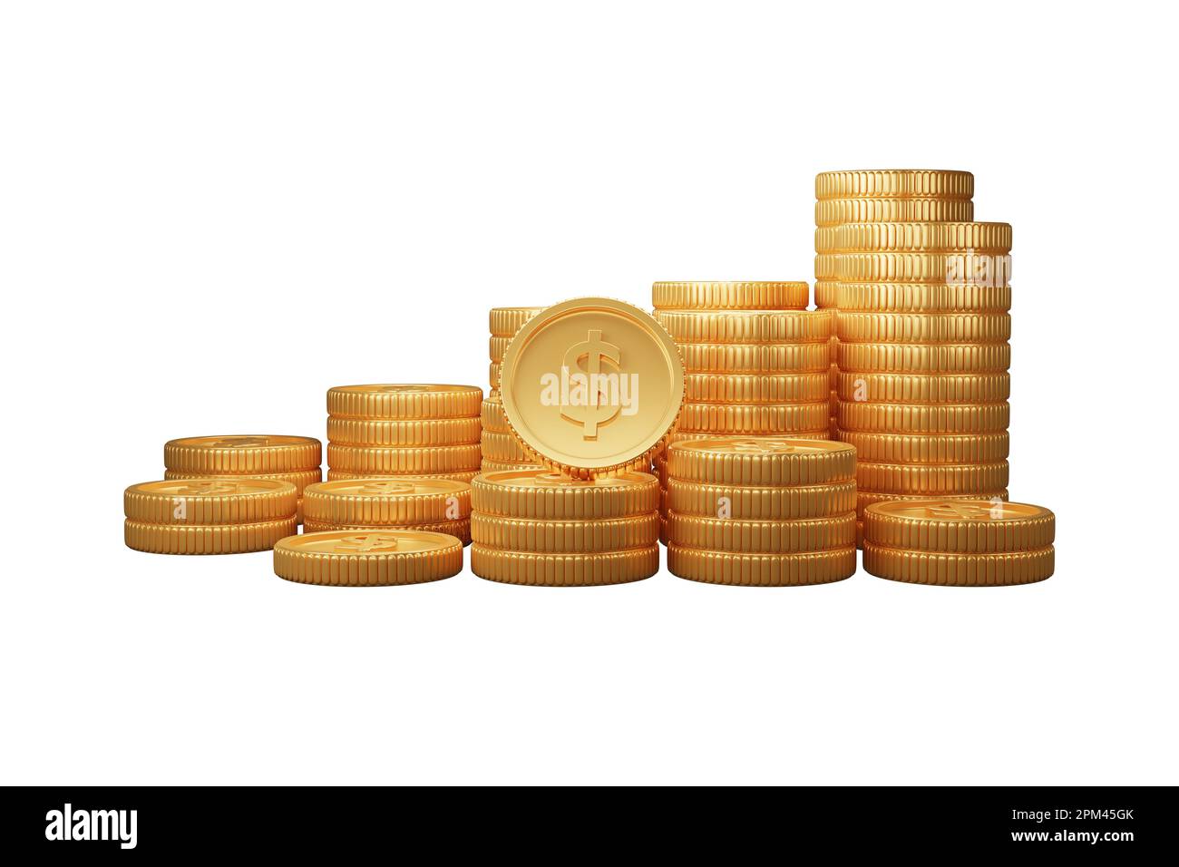 stack Gold coins 3D rendering with white background illustration Stock Photo - Alamy