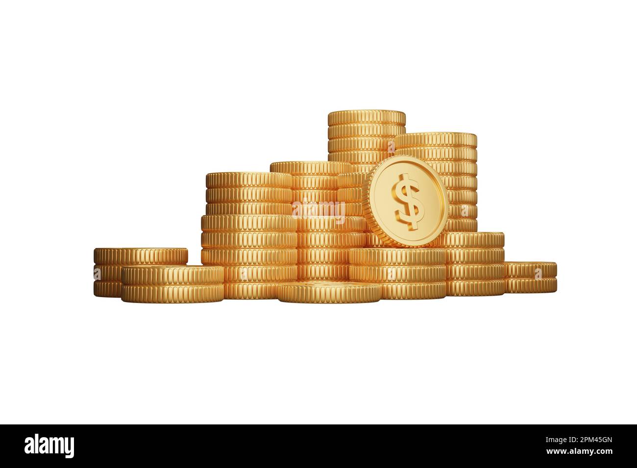 stack Gold coins 3D rendering with white background illustration Stock Photo - Alamy