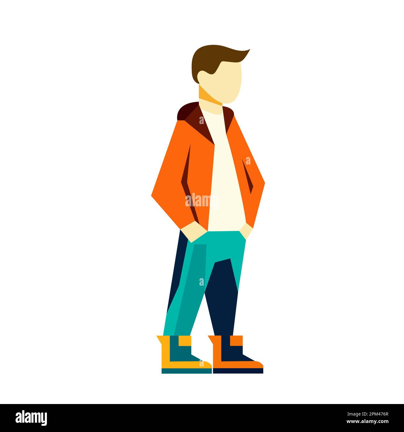 Little boy in full growth. Cartoon vector illustration in flat ...