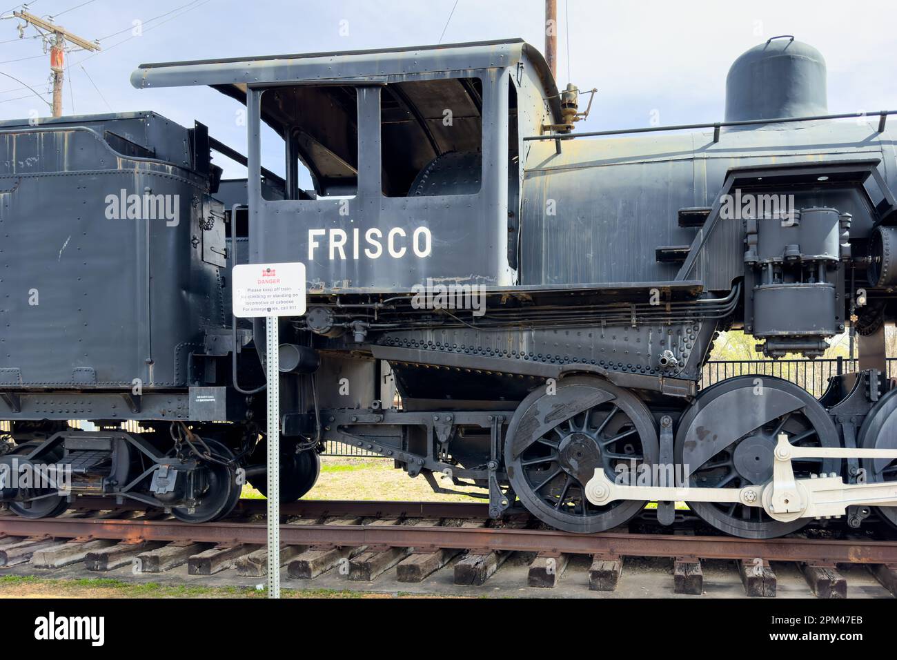 Frisco, Texas, USA - April 10, 2023. Old railway car engine, museum ...