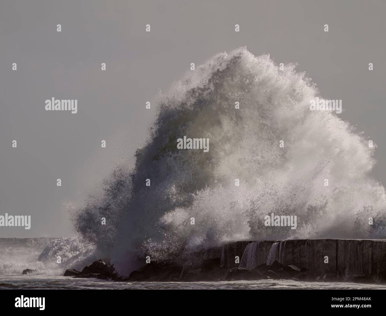 Big wave splash. Ave river mouth, north of Portugal Stock Photo - Alamy