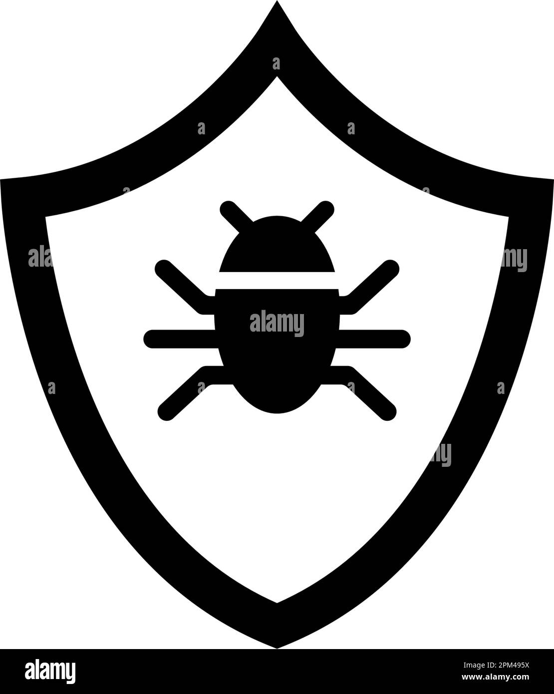 Security Shield and Virus Bug, Cyber Protection. Flat Vector Icon ...