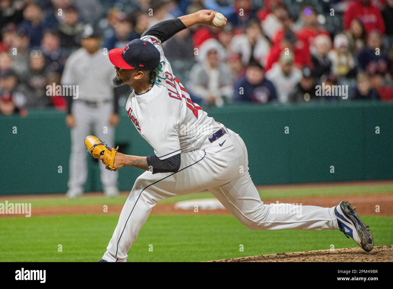 Cleveland Guardians relief pitcher Emmanuel Clase delivers against the ...