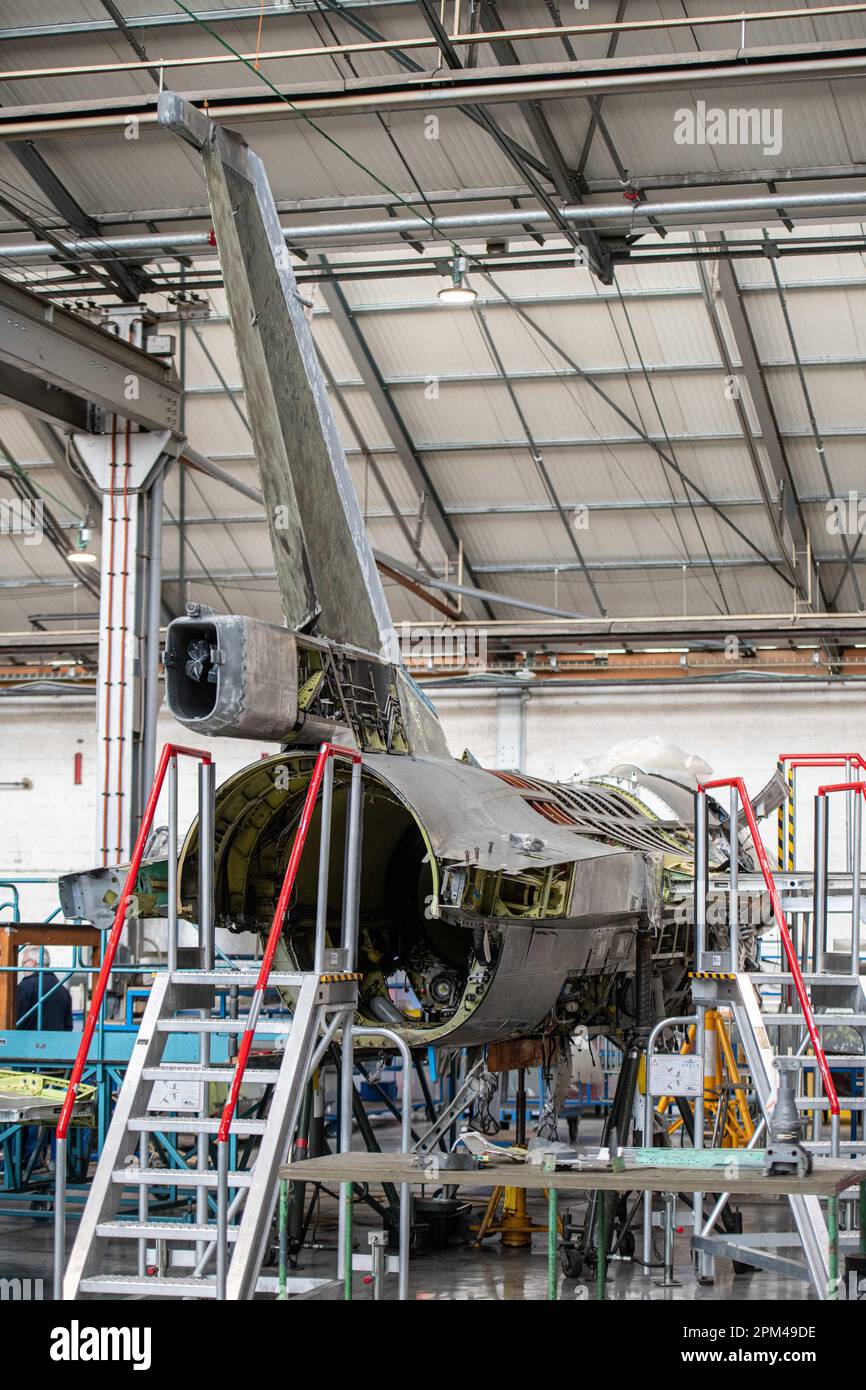 Illustration picture shows a dismantled F16 fighter jet during a visit ...