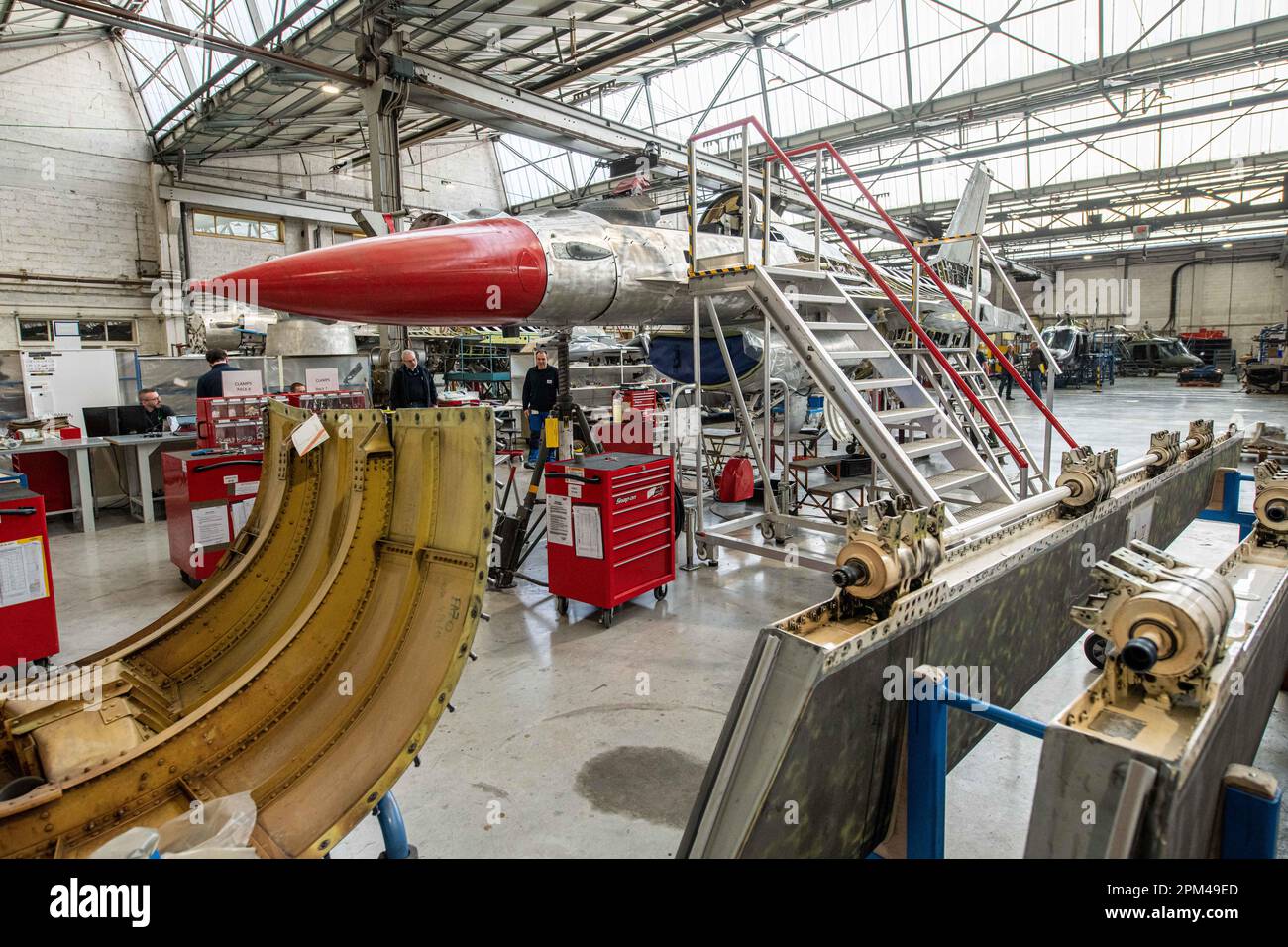 Illustration picture shows a dismantled F16 fighter jet during a visit ...