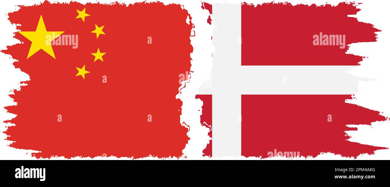 Denmark and China grunge flags connection, vector Stock Vector Image ...