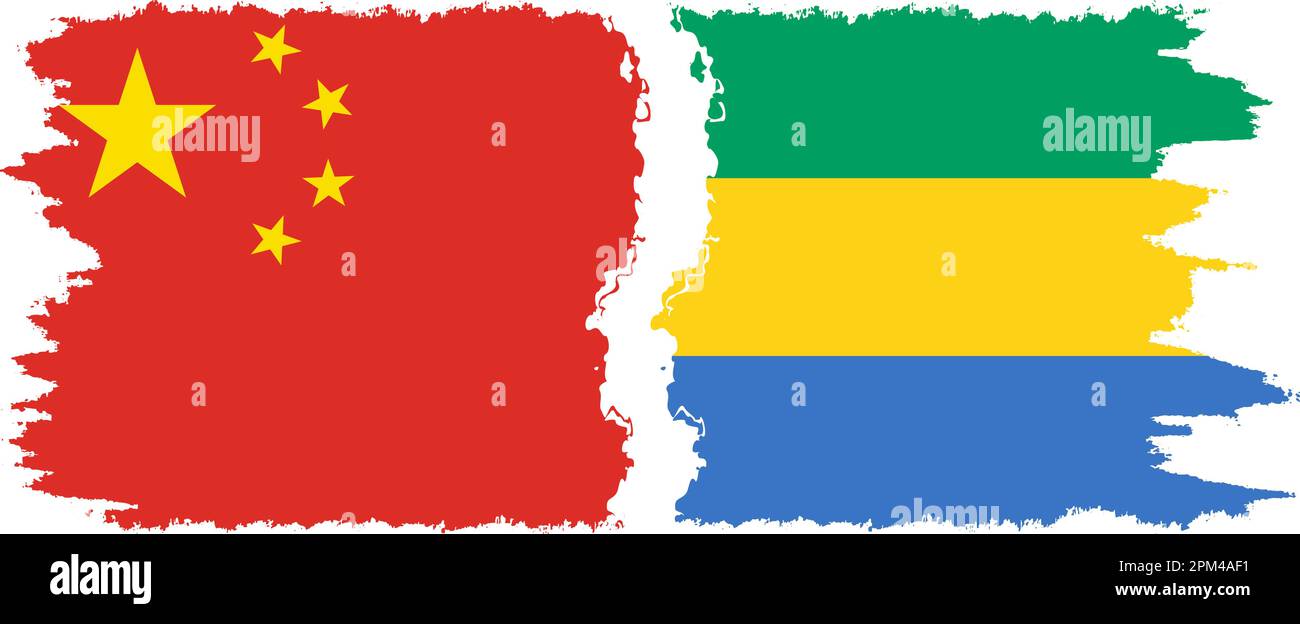 Gabon and China grunge flags connection, vector Stock Vector Image ...