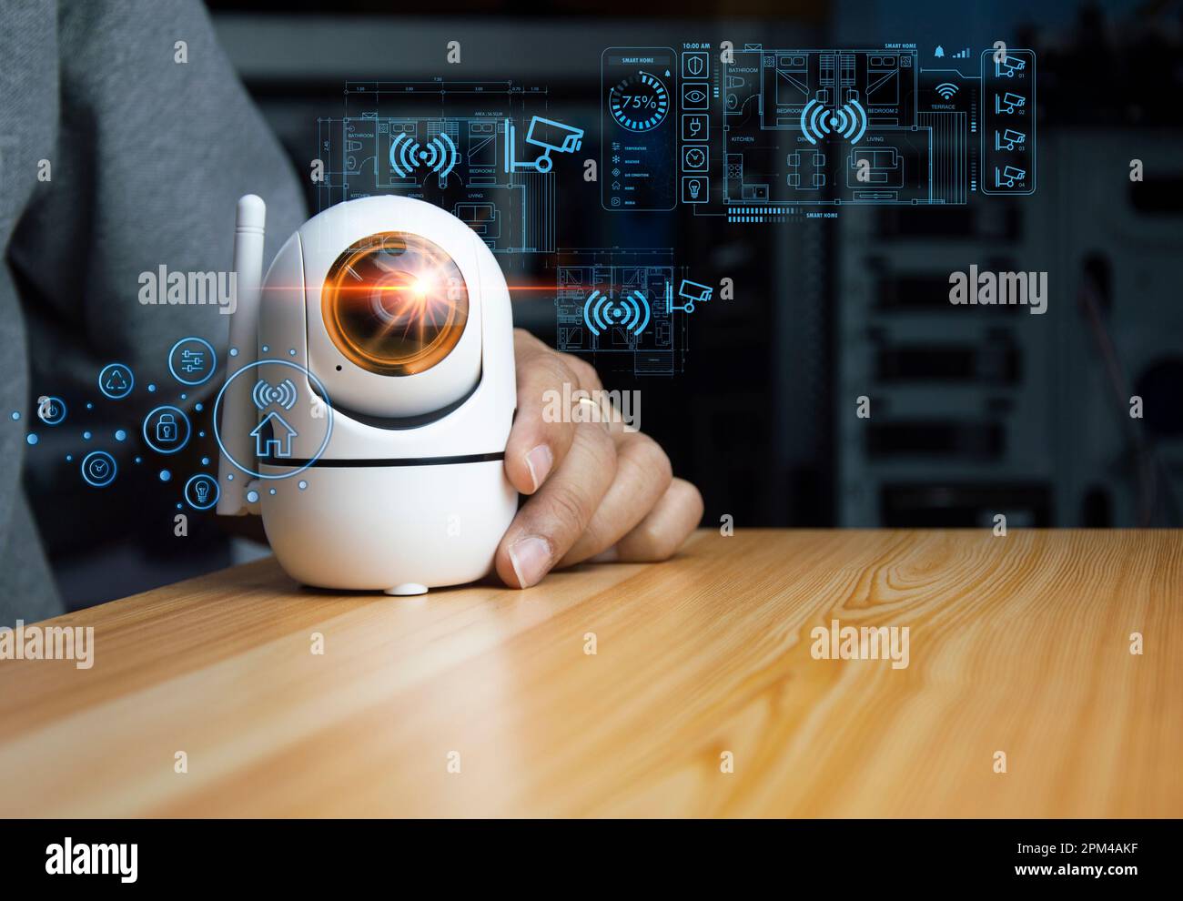 smart home concept and wireless control technology and security, ip ...