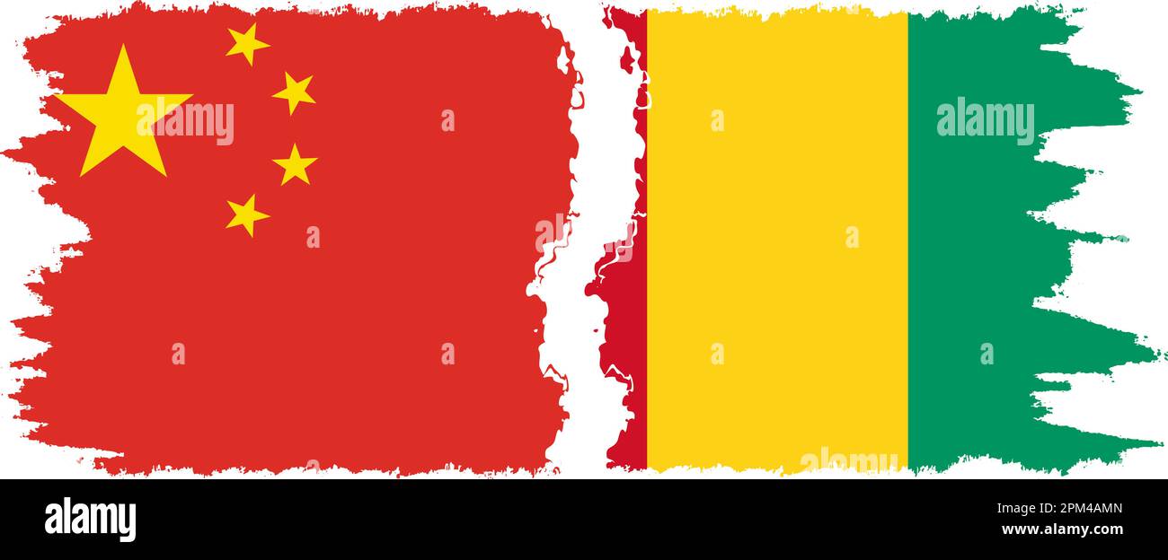 Guinea and China grunge flags connection, vector Stock Vector Image ...