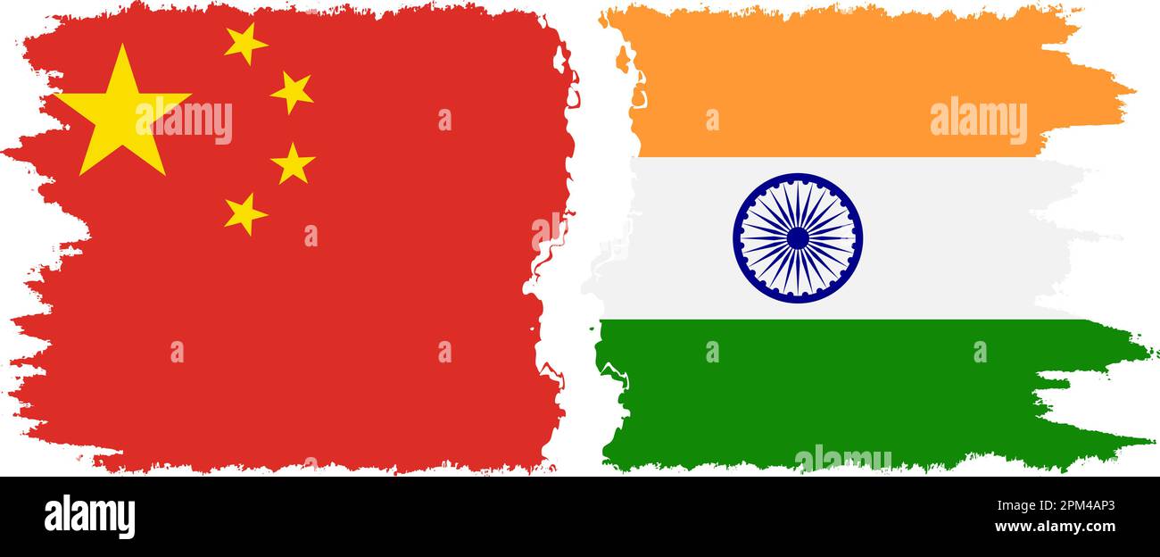 India and China grunge flags connection, vector Stock Vector Image ...