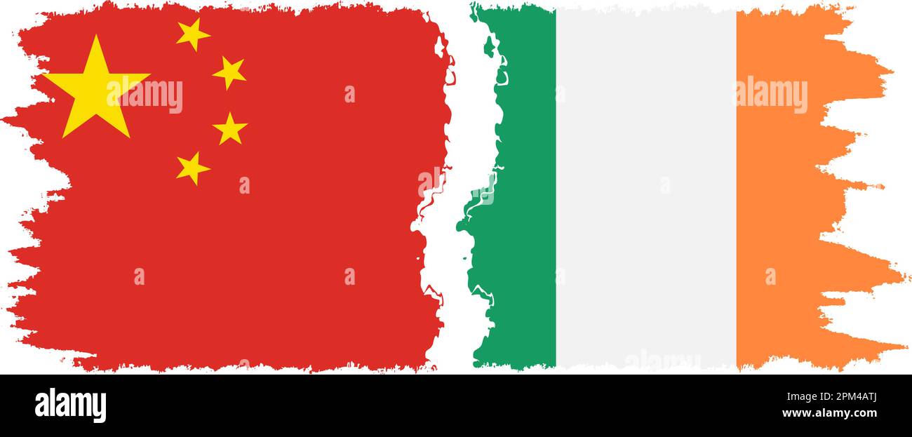 Ireland and China grunge flags connection, vector Stock Vector Image ...