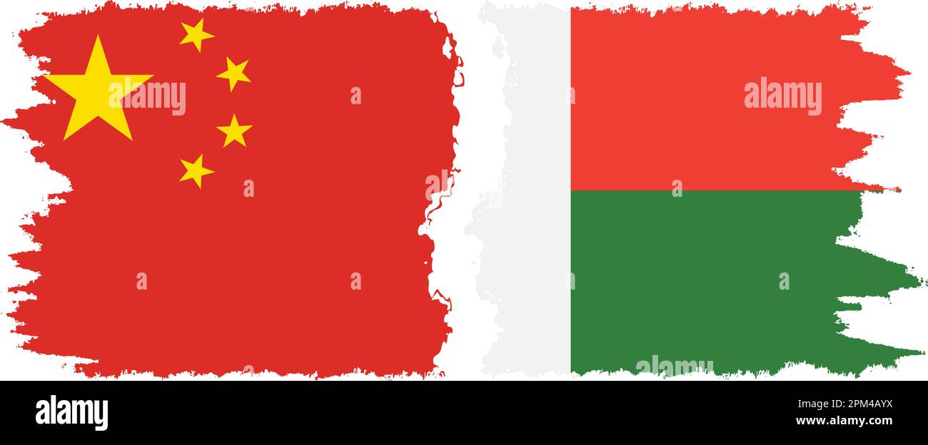 Madagascar and China grunge flags connection, vector Stock Vector Image ...