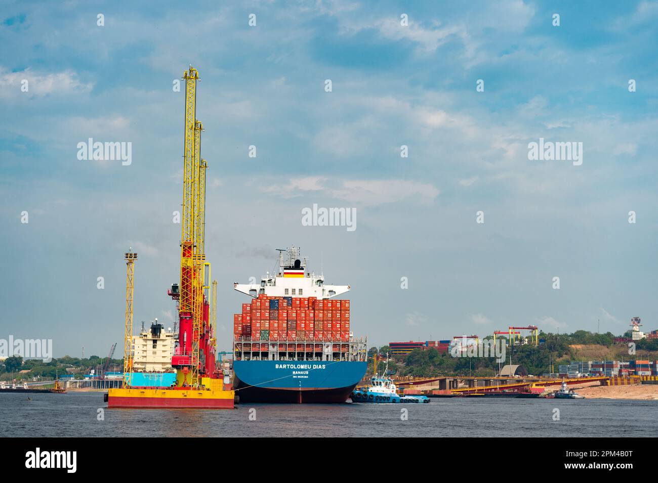 Manaus, Brazil - December 04, 2015: Maersk Bartolomeu dias cargo ship ...
