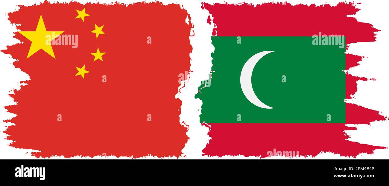 Maldives and China grunge flags connection, vector Stock Vector Image ...