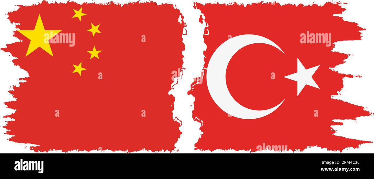 Turkey and China grunge flags connection, vector Stock Vector Image ...