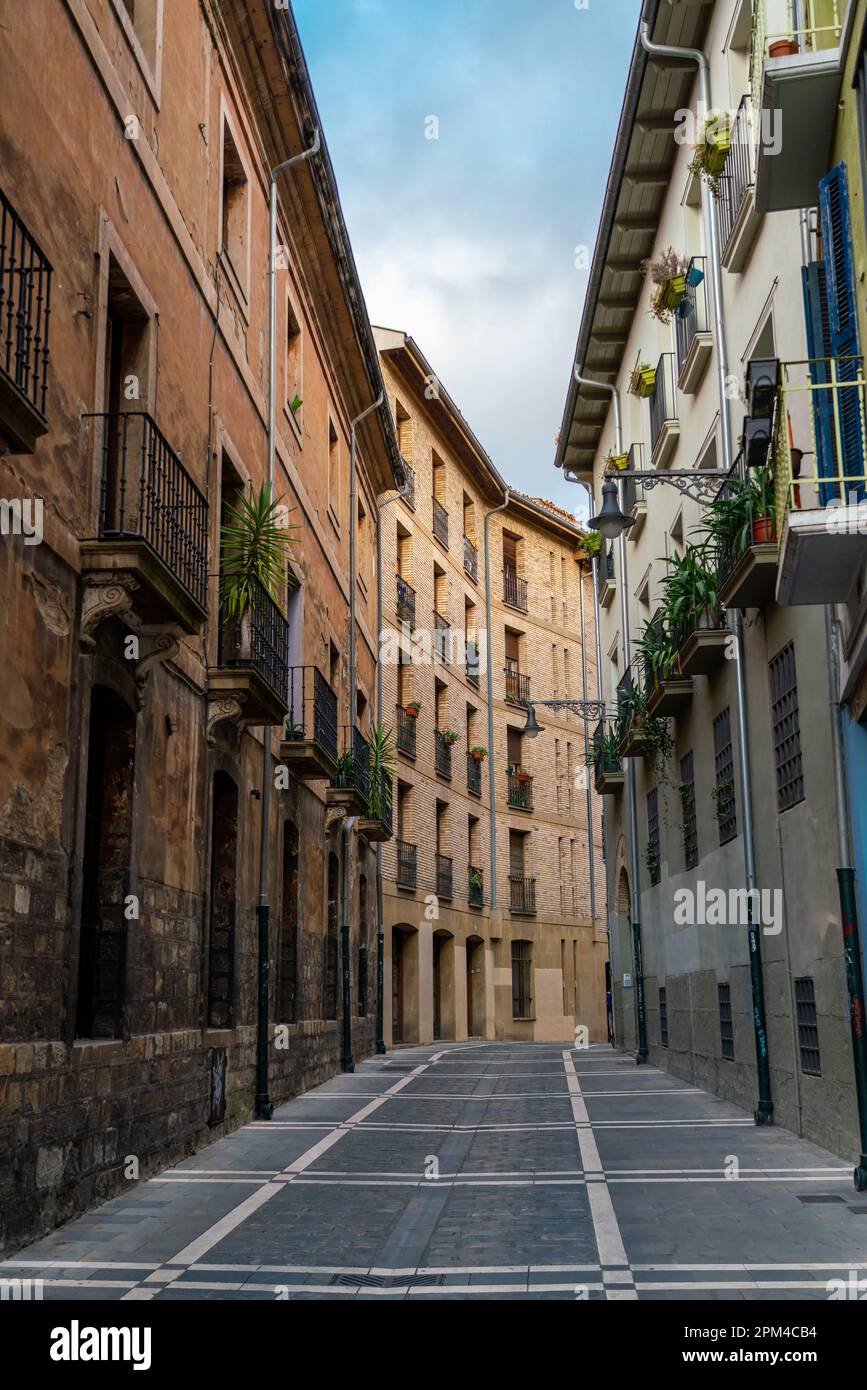 Pamplona, Navarra, SPAIN. The beautiful streets of the city of Pamplona ...