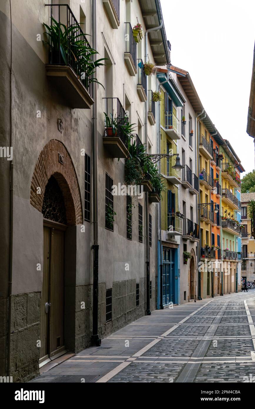 Pamplona, Navarra, SPAIN. The beautiful streets of the city of Pamplona ...