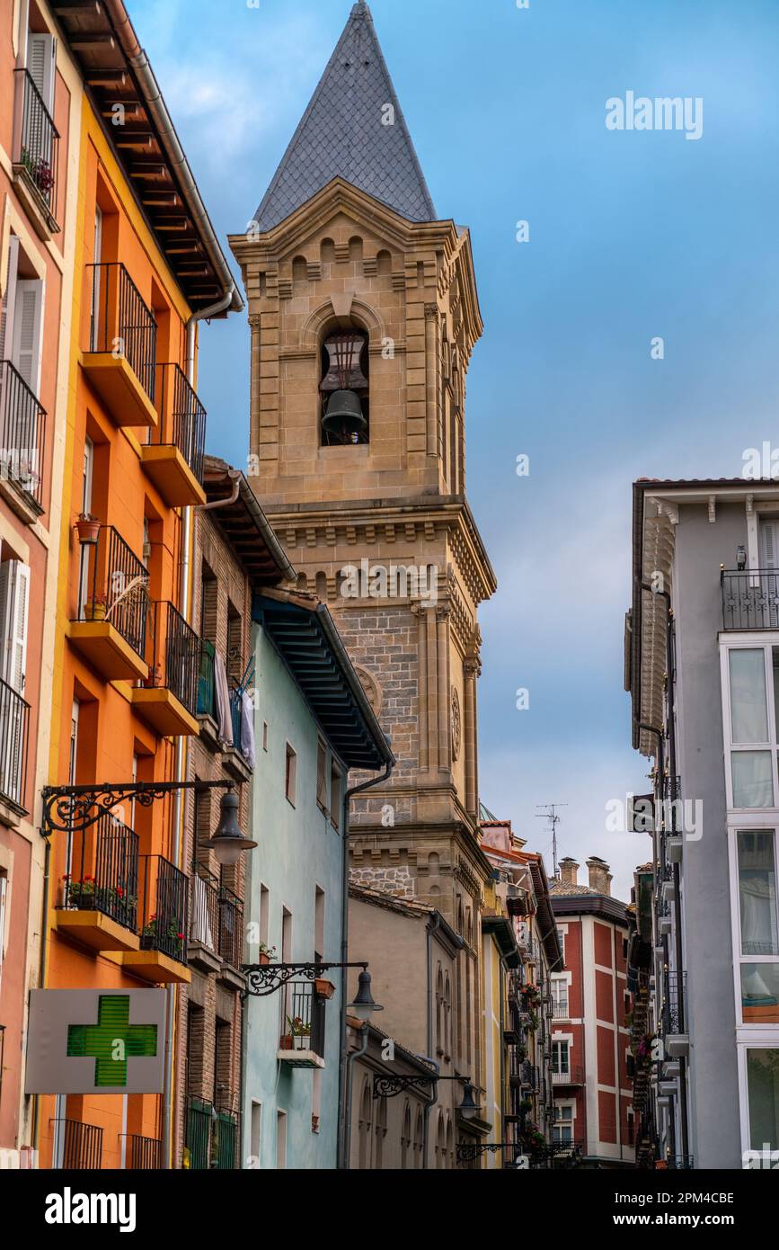 Pamplona, Navarra, SPAIN. The beautiful streets of the city of Pamplona ...