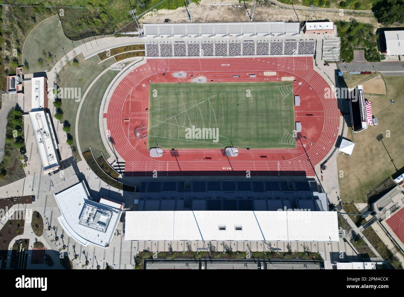 A general overall aerial view of Hilmer Lodge Stadium on the campus of ...