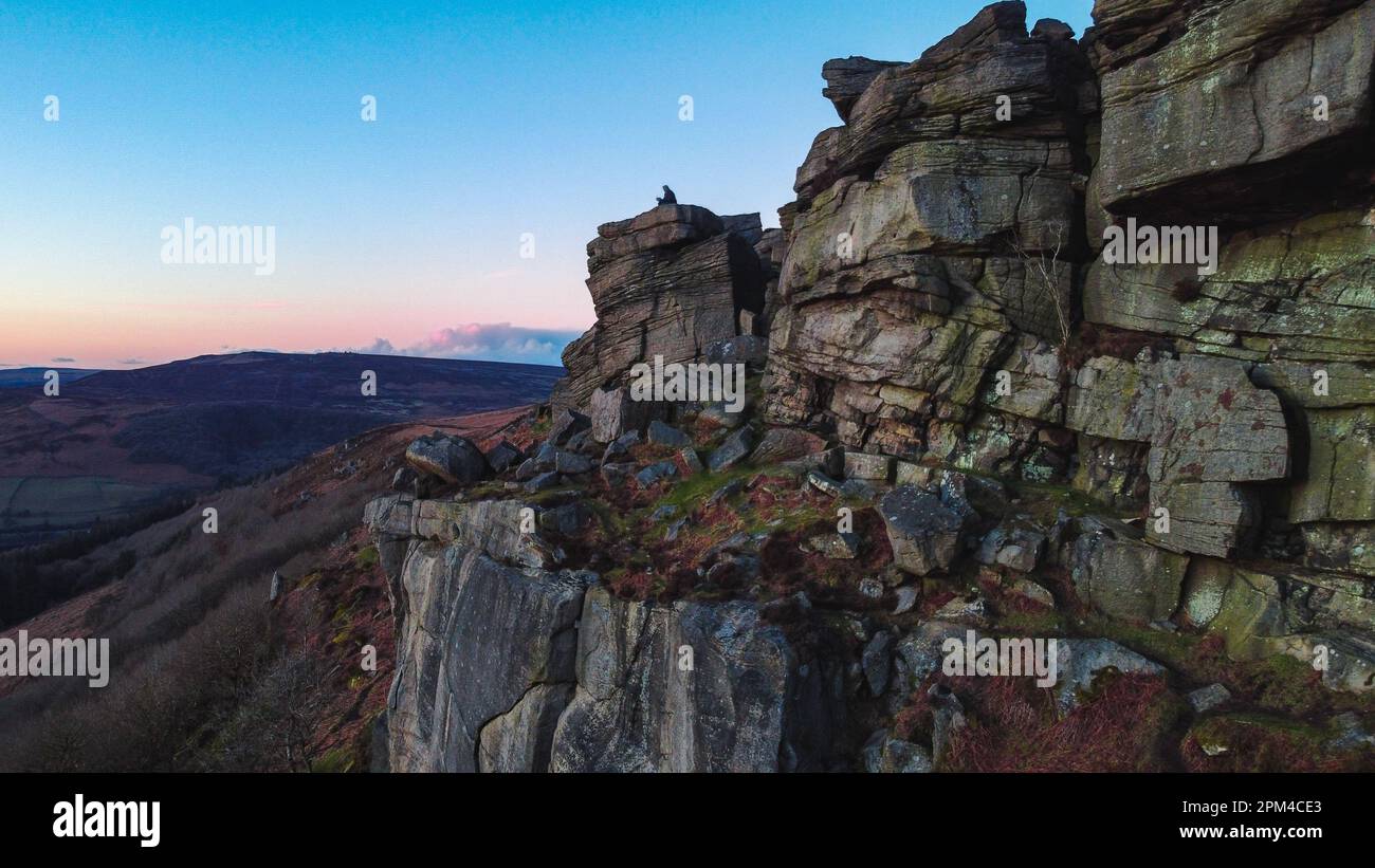 Capturing the Beauty of Bamford Edge at Sunset: A Stunning View Stock ...