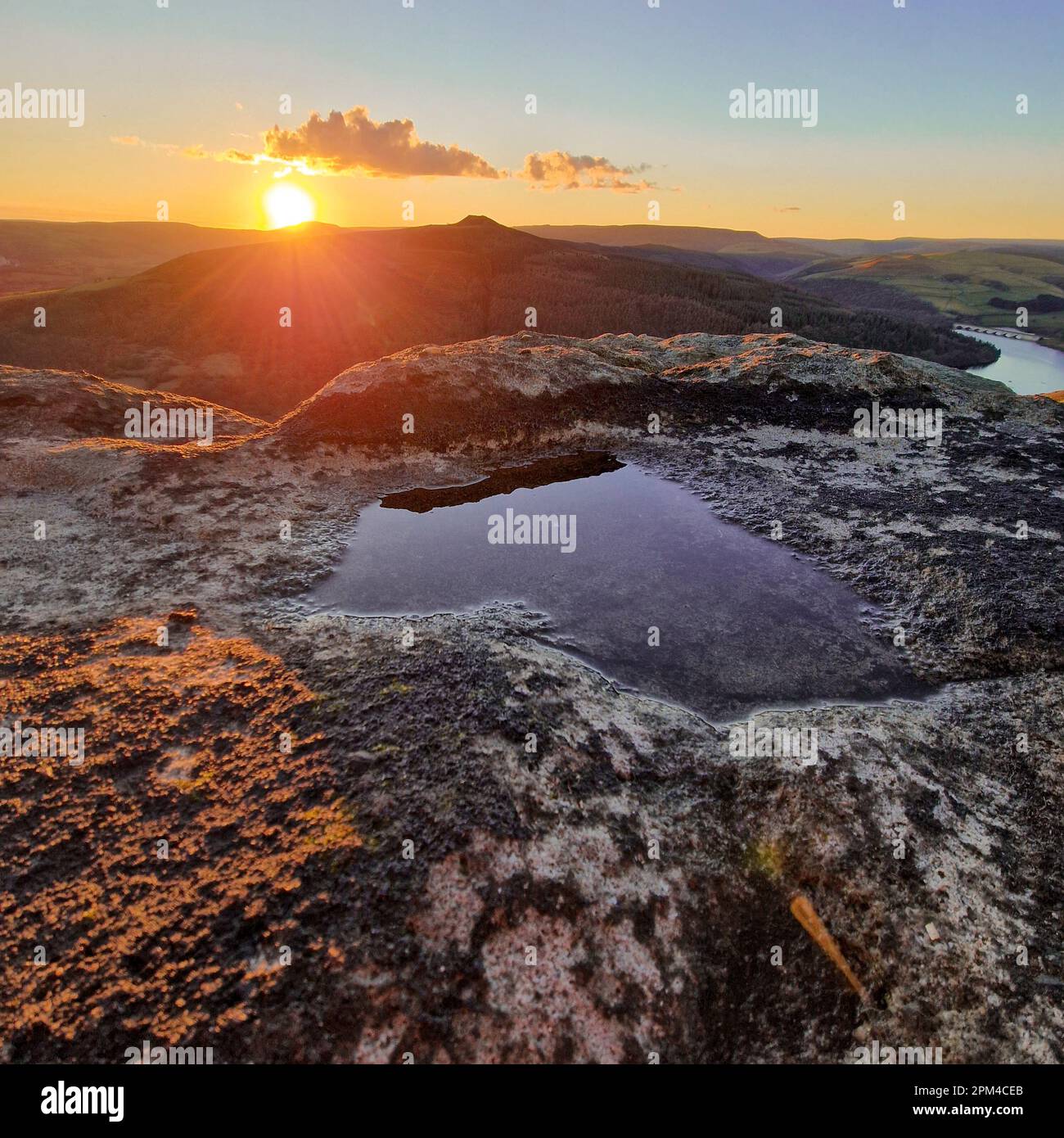 Capturing the Beauty of Bamford Edge at Sunset: A Stunning View Stock ...