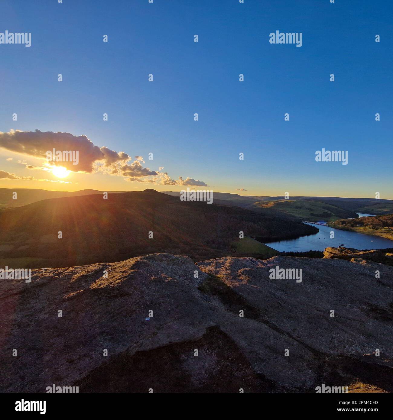 Capturing the Beauty of Bamford Edge at Sunset: A Stunning View Stock ...