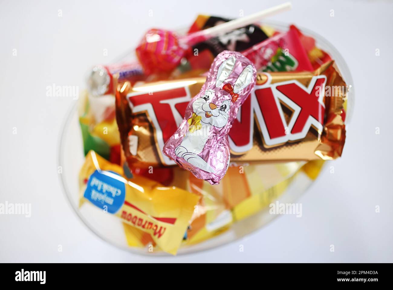 Easter traditions, candy in an Easter egg Stock Photo - Alamy