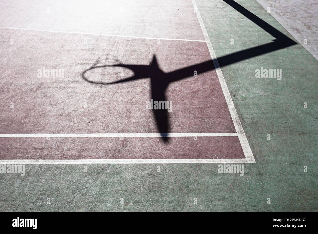 basketball hoop shadow on the basketball court Stock Photo - Alamy