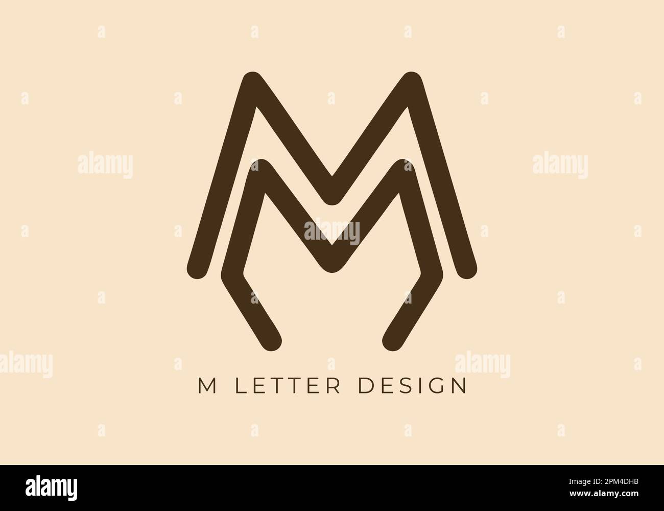 Unique Mono line in mono color design of M initial letter Stock Vector ...