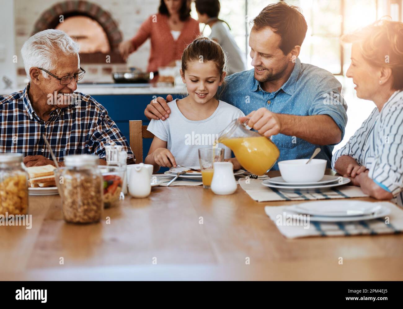 Breakfast is an important bonding time for them. a multi generational ...