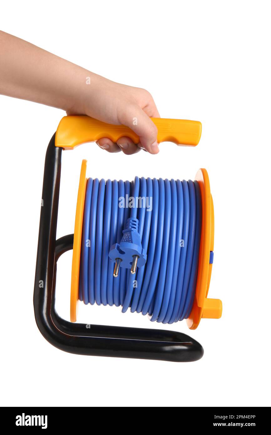 Hand holding cable reel hi-res stock photography and images - Alamy