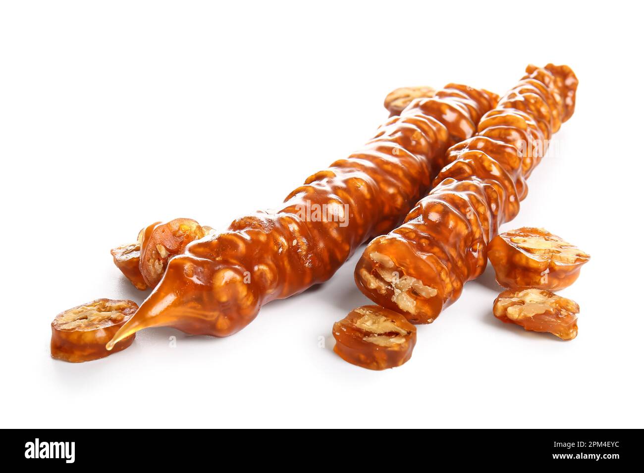 Delicious churchkhela on white background Stock Photo - Alamy