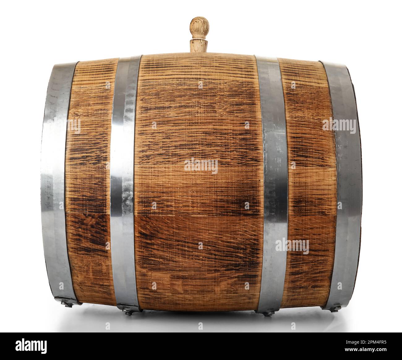 Oak barrel with metal hoops isolated on white background Stock Photo ...