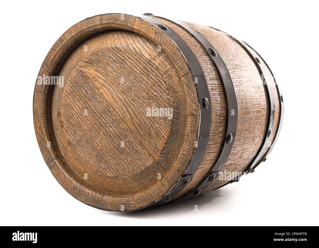 Oak barrel with metal hoops isolated on white background Stock Photo ...